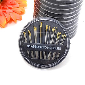 50pcs Hair Extensions Clips U-Shape Stainless Steel Snap Clips for Wigs and Hair Extensions and Hairpieces 30 Assorted Sewing Needles and 2 Rolls Thread (Blonde)