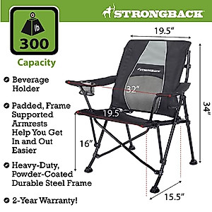 STRONGBACK Camping Chair Guru 3.0 Heavy Duty Camping Chairs with Lumbar Support, Backpack Folding Camp Chair, Black
