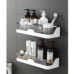 WeshyiGo 2-Pack Grey Shower Caddies and 2 Pack Deformable Plastic Shower Caddy Basket,with handles, Portable Bathroom Caddy Basket, For Bathroom、 room、 Kitchen and College Dorm（White）