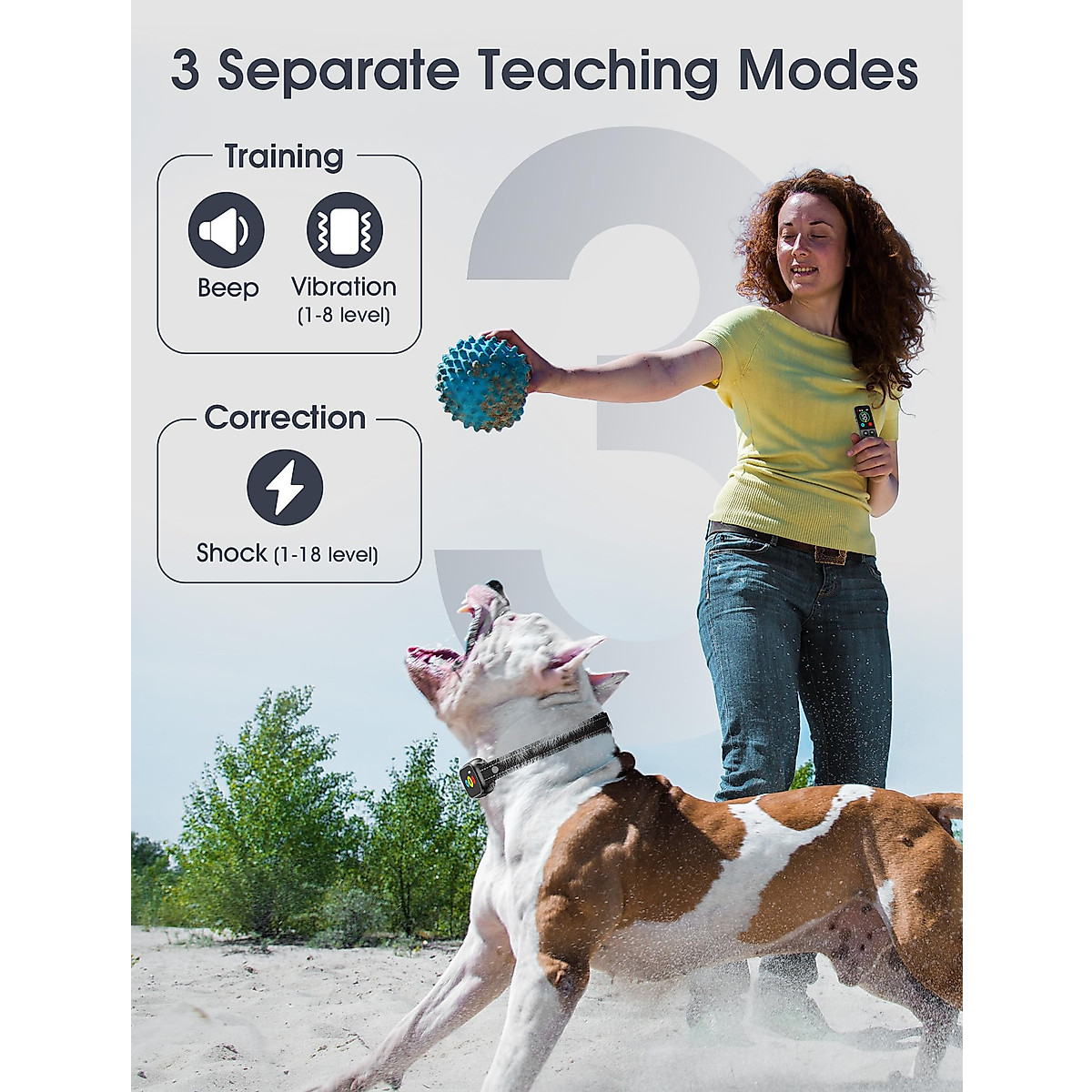 Dog Training Collar with Remote, Smart Dog Shock Collar with 3 Training Modes and Training Icons, Waterproof Electric Dog Shockers for Large and Medium Dogs (8-120 LBS)