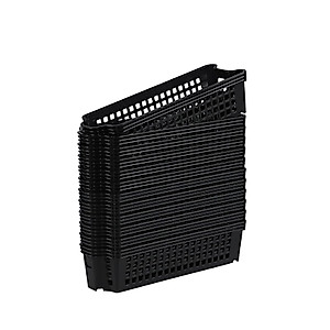 Morcte 12 Pack Narrow Plastic Storage Basket, Stacking Slim Plastic Baskets, Black