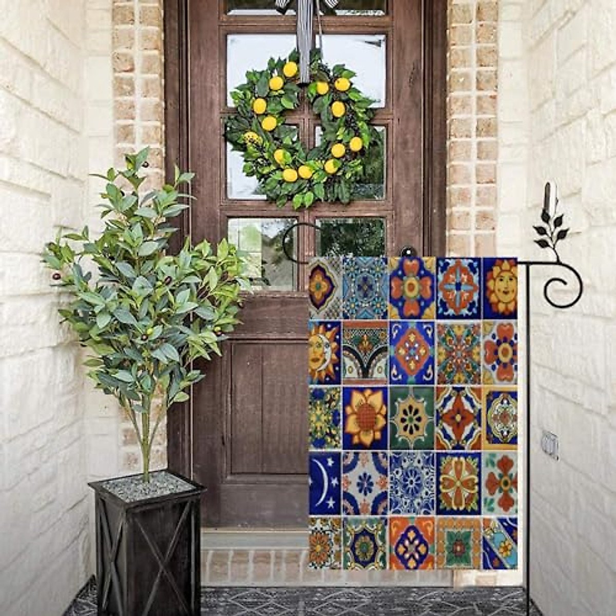 Double-sided garden flag Retro Talavera Tiles Mexican Folk Art Outdoor Flag Garden Flag Yard Outdoor Decoration （12×18in）.