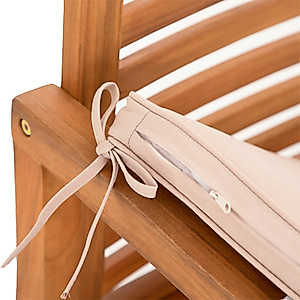 Sophia & William 2 Pieces Acacia Wood Patio Dining Chairs with Cushions, Outdoor Oil Finish Middle Back Wooden Armchairs Set of 2, Natural Wood Chairs for Porch Yard Balcony Deck, Teak