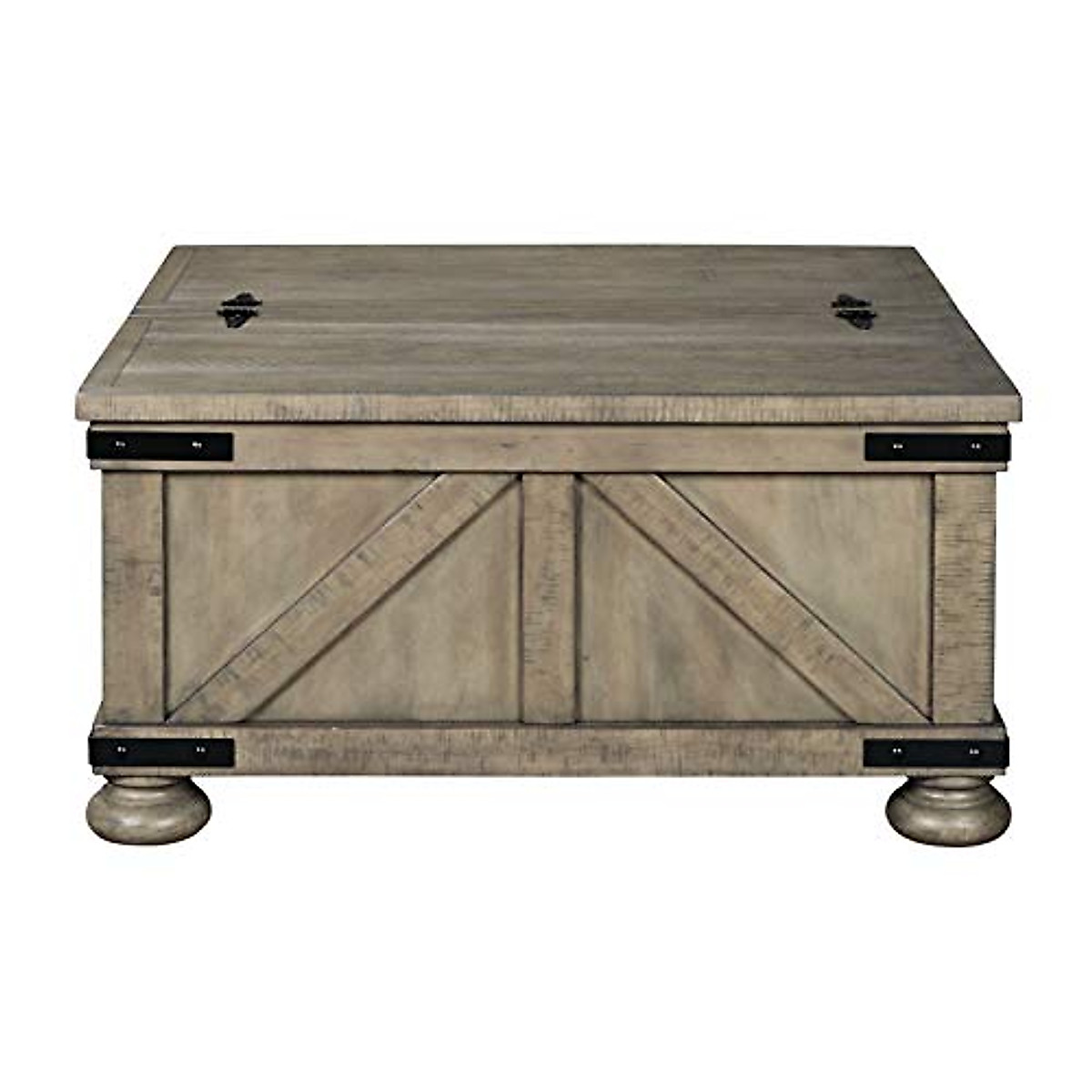 Signature Design by Ashley Aldwin Farmhouse Square Coffee Table with Lift Top for Storage, Grayish Brown