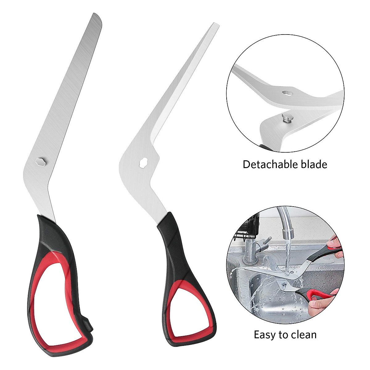 Asdirne Pizza Scissors, Pizza Cutter with Ultra Sharp Detachable Blade and Ergonomic Soft Grip, 10.3Inch, Black&Red