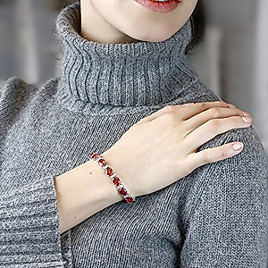 Gem Stone King 40.00 Cttw Red Color Cubic Zirconias CZ Tennis Bracelet for Women | 7 Inch