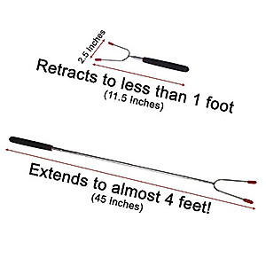 EX ELECTRONIX EXPRESS 8 Pack Extra Long Telescoping Marshmallow Roasting Sticks with Storage Bag - Extends to 33 Inches, Shrinks to Less Than 10 Inches for Travel - Perfect for Camping