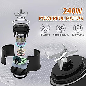 Portable Blender, Personal Size Blender for Shakes and Smoothies, Waterproof 20OZ USB Rechargeable Mini Blender Cup with 6 Sharper Blades Hand-held Blender for Kitchen/Home/Travel