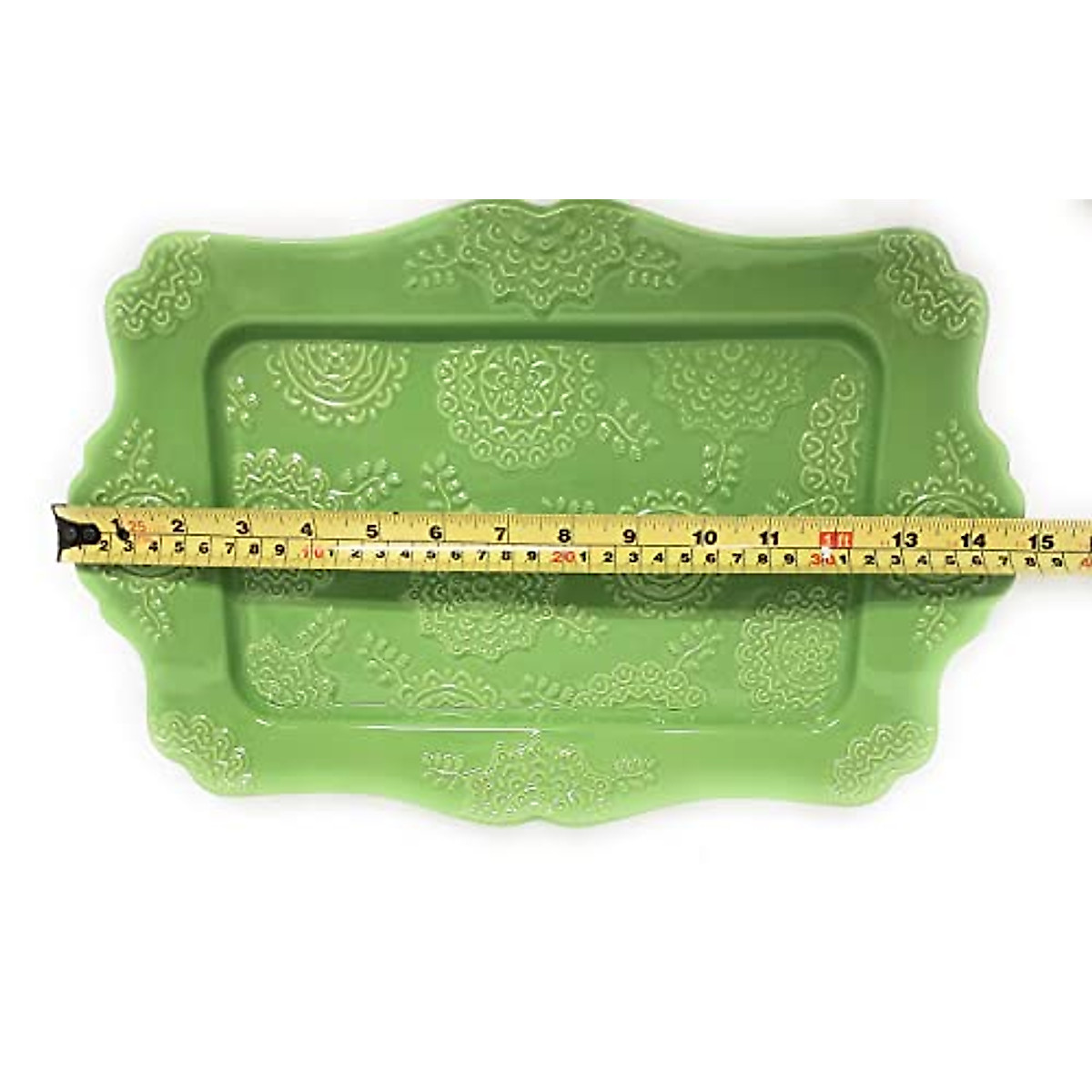 Temp-tations 11"x7" Cookie Sheet, Platter, Shallow Tray or Replacement Lid-It (Mila, Moroccan Green)