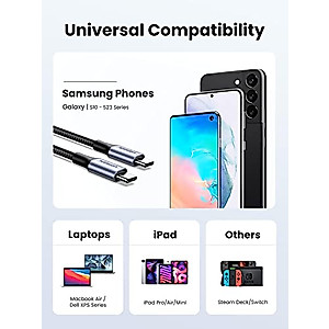UGREEN USB C Charger Cable 2-Pack 60W PD 3.0 USB C Cable Compatible with Samsung Galaxy S23/22/Z Fold/Z Flip, Google Pixel 7/6A MacBook Air iPad Pro/Mini iPad 10, PS5, Switch, etc. 6.6FT