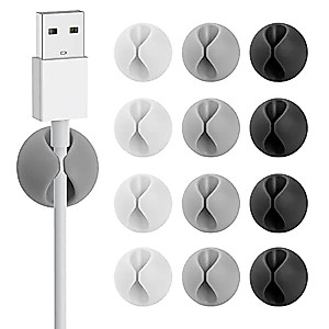 Cable Clips Cord Holder for Desk,12 Pack Adhesive Cord Clips Cable Management Clips, Cord Organizer for Home, Office, Car, Desk Nightstand