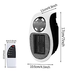 Space Heater for Indoor - Portable Heater with Remote Control, 500W Small Plug in Electric Heater, Mini Wall Heater with Adjustable Thermostat and Timer, Overheat Protection, LED Display (1PCS)