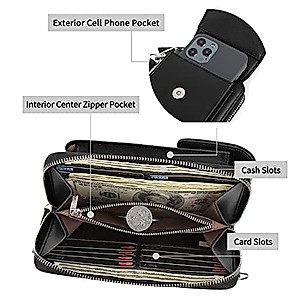 Perlvin Alinne Women Rfid Blocking Wallet Crossbody Bag Cell Phone Purse For Women Small Phone Handbag (Black 01)
