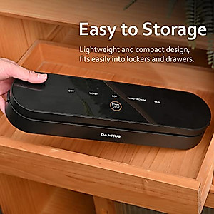 Vacuum Sealer, 5-In-1 Automatic Food Sealer with Powerful Suction, Food Vacuum Sealer Machine for Food Storage, Sous Vide, Meal Prep, Dry & Moist & Soft & Hand Vacuum Food Modes, Cutter and Vacuum Sealer Bags Included, Slim Design, Led Indicator Lights