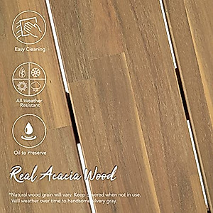 SEI Furniture Standlake Outdoor Bench, Natural, Black