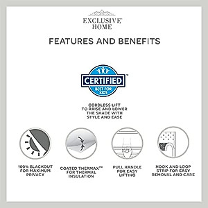 Exclusive Home Esme Total Blackout Roman Shade, 23"x64", Slate Blue