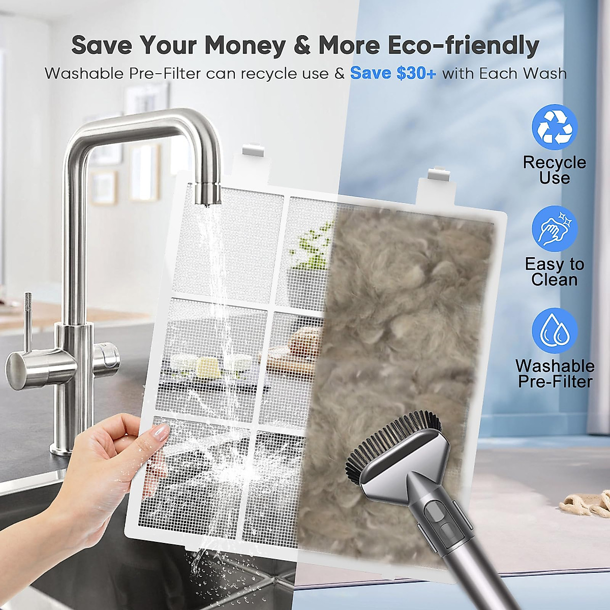 DAYETTE Air Purifiers for Home Large Room, H14 Hepa filter with Washable PreFilters, Air Purifiers for Room Up to 3000 Ft², Air Quality Monitor, 22dB Sleep Mode