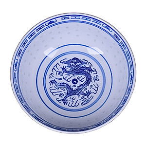 Lihuzmd Ceramic Ramen Noodle Bowls, Blue and White Porcelain Chinese Retro Dessert, Soup, Cereal, Rice, Udon, Asian Noodles Bowl,5in,2PCS