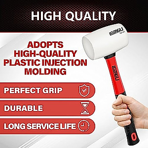 LOZAGU 8 oz Rubber Mallet Hammer, Fiberglass Handle, Rubber Mallet for Flooring, Tent Stakes, Woodworking, Camping, Soft Blow Tasks without Damage