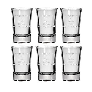CKB Products Personalized 2-Sided Engraving Shot Glasses - 1.5 oz. - Set of 6 - Wedding Groomsman and Bridesmaid Party - Thank You Gifts - Anniversary Commemoration