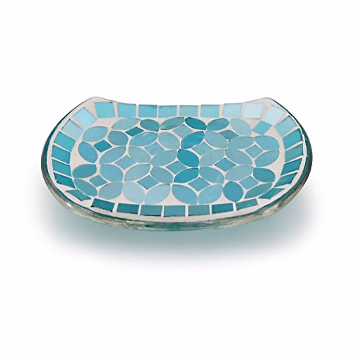 LushAccents Bathroom Accessories Set, 5-Piece Decorative Glass Bathroom Accessories Set, Soap Dispenser, Vanity Tray, Jar, Toothbrush Holder, Tumbler, Elegant Turquoise Mosaic Glass