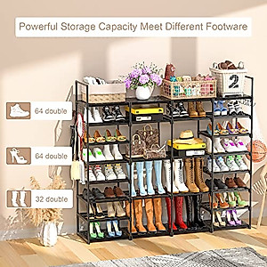 Polegas Large Shoe Rack Shoe Organizer for 62-66 Pairs Shoes and Boots, Metal Shoe Rack Organizer, 8 Tiers Shoe Storage Shelf, Space Saving Shoe Cabinet for Entryway Closet Garage Bedroom Cloakroom