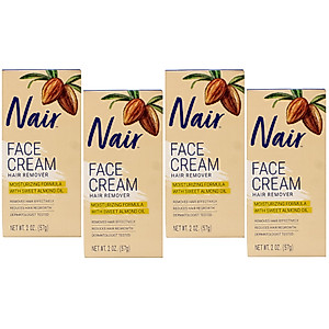 Nair Hair Removal Cream for Face with Special Moisturizers, 2-Ounce Bottles (Pack of 4)