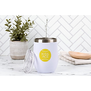 Tennis Wine Tumbler | Funny Tennis Gift | 12 oz Insulated Stainless Steel Wine Glass for Tennis Players