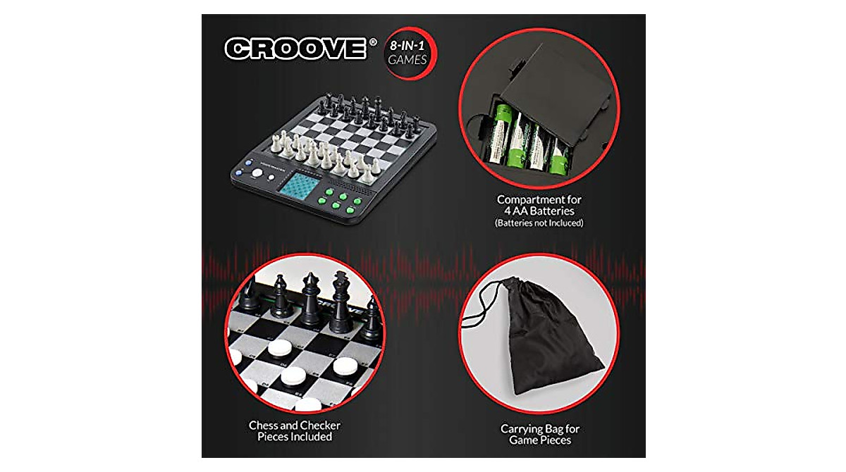 Croove 8-in-1 Electronic Chess & Checkers Set for Kids