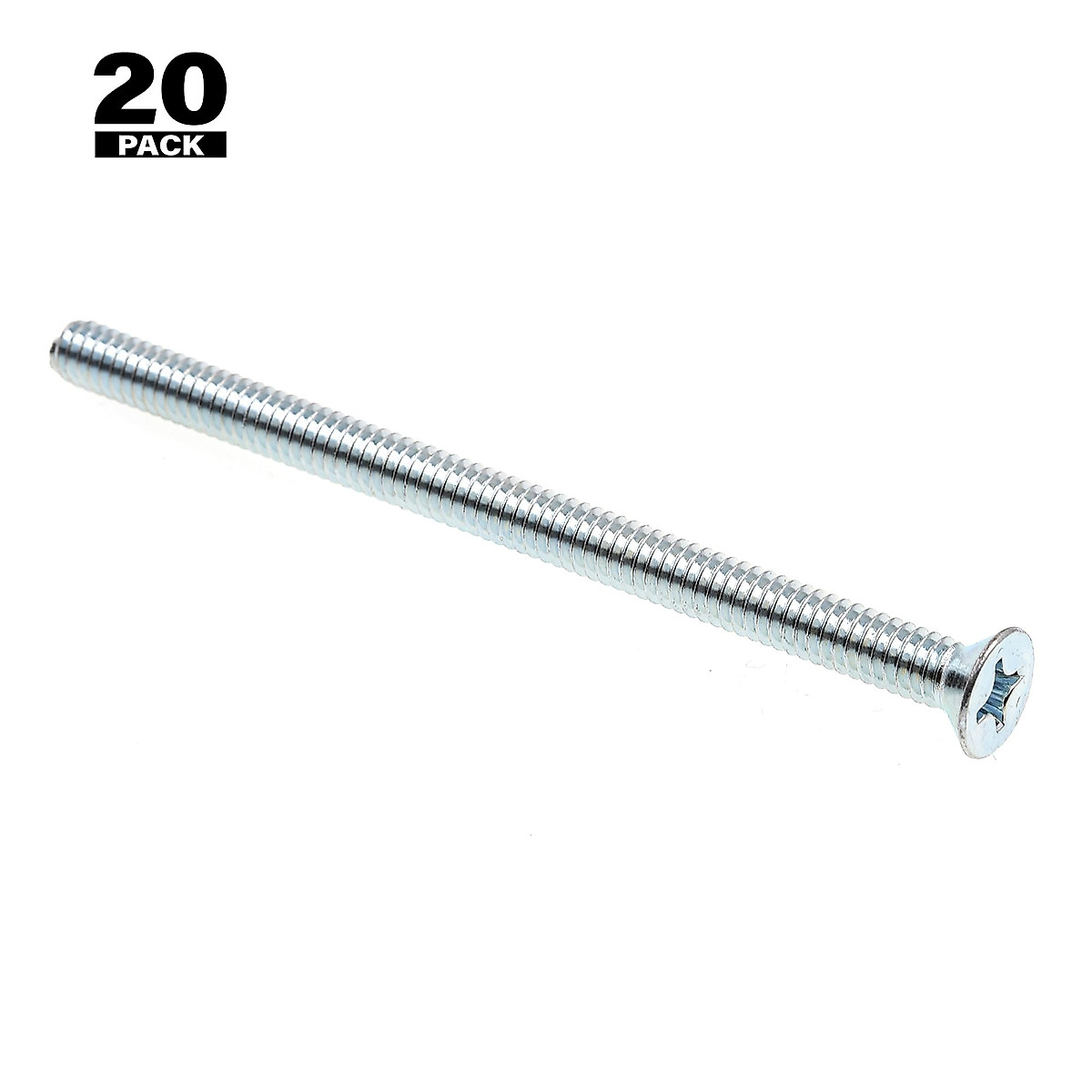 Prime-Line 9002144 Machine Screws, Flat Head, Phillips Drive, 1/4 In.-20 X 4 In., Zinc Plated Steel (20 Pack)