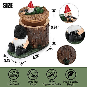 MOOTKA Gnome Gun Ashtray, Smoking Ash Tray with Lid, Ashtrays for Cigarettes as Handmade Home Decor Outdoor Use, Cool Resin Windproof Ashtrays Ash Tray Sets in Office Bar Hotel