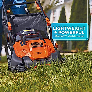BLACK+DECKER Electric Lawn Mower, 12-Amp, 17-Inch (BEMW482BH)