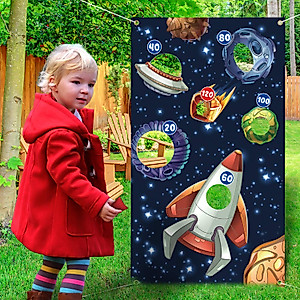Outer Space Toss Games Banner Backdrop Indoor or Outdoor Galaxy Theme Birthday Party Decorations Supplies for Kids Adults Family