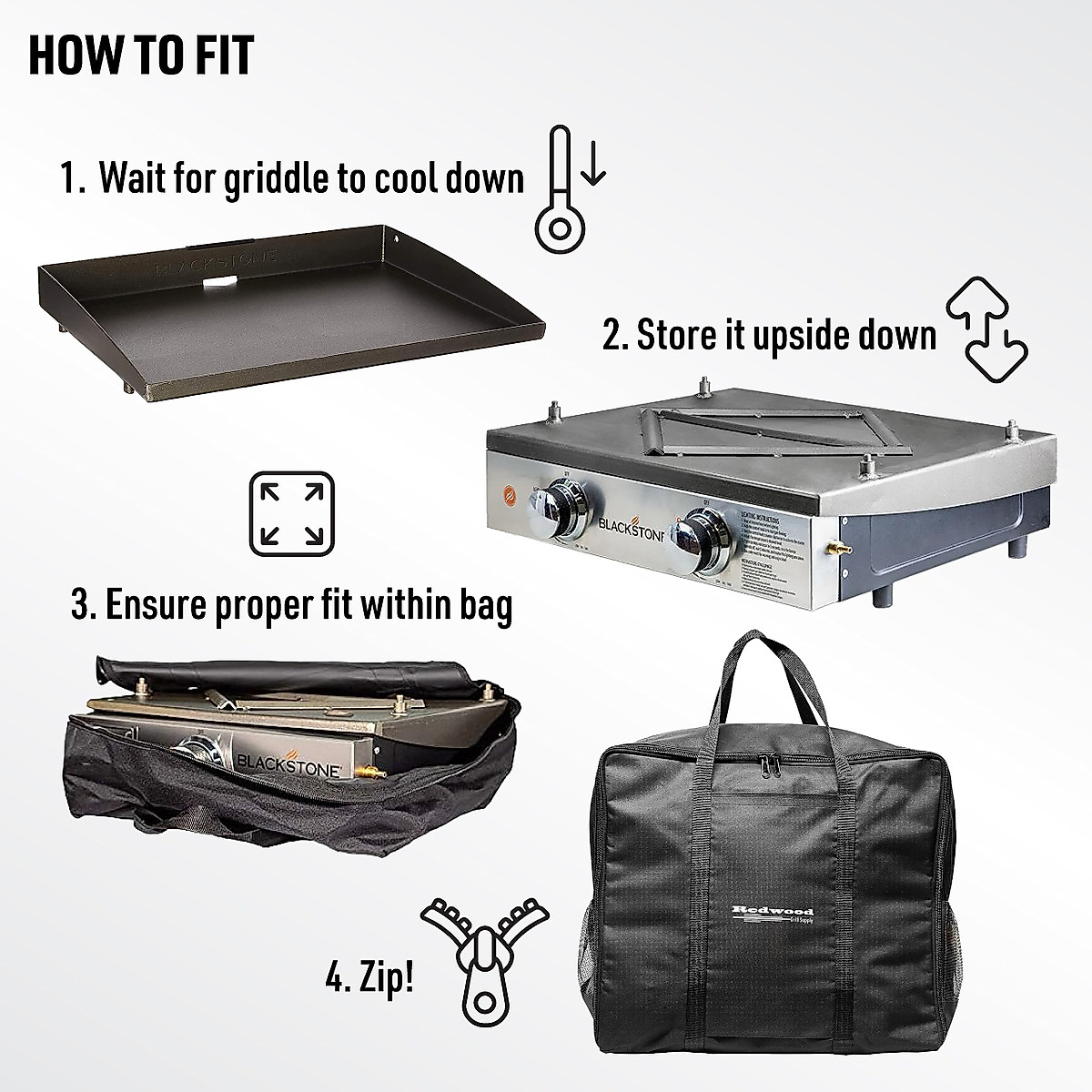 Portable 22" Griddle Carry Bag for Blackstone 22 Inch Griddle and Similar Table Top Grills, Includes Deluxe Storage Pockets for BBQ Toolkit Accessories, Utensils and Squeeze Bottles