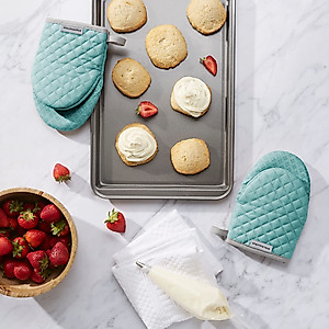 KitchenAid Asteroid Mini Oven Mitt, 5.5"x8", Aqua 2 Count