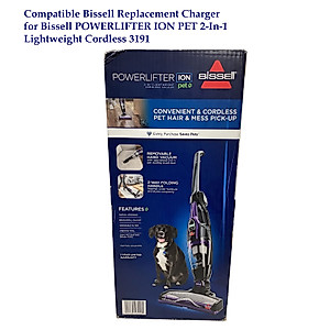 Replacement Charger for Bissell Powerlifter ION PET 2-in-1 Lightweight Cordless 3191 3191C Lithium-ion Battery 14v 800mA 2-in-1 Cordless Stick Vacuum E-Tek ZD12D140080US