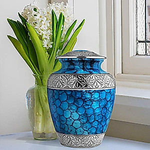 Trupoint Memorials Cremation Urns for Human Ashes - Decorative Urns, Urns for Human Ashes Female & Male, Urns for Ashes Adult Female, Funeral Urns - Royal Blue, Large
