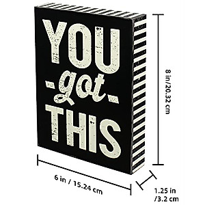 SANY DAYO HOME You Got This 6 x 8 inches Inspirational Wood Box Signs, Wall and Office Desk Decor for Women