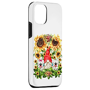 iPhone 13 White Dog Graphic For Yorkie Mom And Dad Sunflower Gnome Case