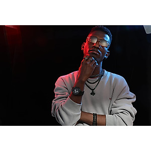 HELLOICE Three Leaf Clover Necklace Iced Out 5A CZ Diamond Clover Pendant 18k Gold Plated with 3mm 24" Chain for Women Men (Black)