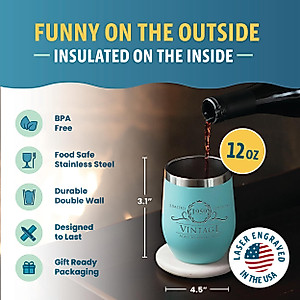 65th Birthday Gifts for Women, Vintage 1959 Stemless Wine Tumblers for Women, 65 Year Old Gifts Ideas, Wife, Mom, Friends, Sister, Turning 65 and Fabulous Birthday Gifts Wine Tumbler, 12oz Mint