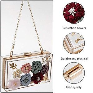 VALICLUD Evening Bag Acrylic Box Clutch Purse Flower Clutch Bag for Prom Party Banquet Wedding