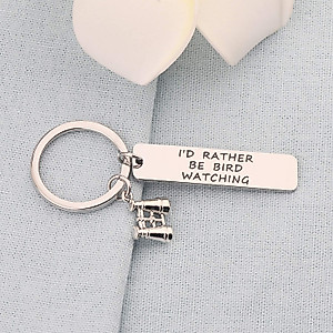 bobauna I'd Rather Be Bird Watching Keychain With Binoculars Charm Ornithology Gift For Ornithologist Bird Watcher (bird watching keychain)