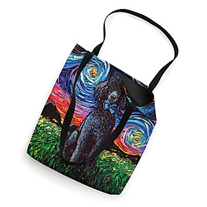 Black Standard Poodle Starry Night Dog Art by Aja Tote Bag