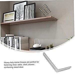CRILSTYLEO 5pcs L-Shaped Gusset with Groove Angle Brackets for Wood Shelf Brackets for Shelves Wire Rack Shelving Corner Shelves Stainless Steel Shelves Shelf Support Bracket Shelf Bracket