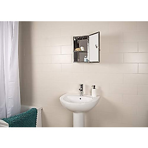 Croydex WC846005AZ Trent Stainless Steel Lockable Surface Mount Medicine Cabinet with Keys, 15.7 x 9.8 x 5.2 In.