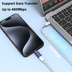 Jadebones USB-C Male to Lightning Female Adapter (2 Pack), PD Fast Charging&Data Transfer for iPhone 15/15 Plus/15 Pro/15 Pro Max,iPad Air,Other Type C Device, Dark Blue