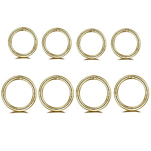 NewZenro 8Pcs Surgical Stainless Steel Sleeper Cartilage Daith Tiny Small Huggie Hoop Earrings Septum Hinged Clicker Nose Ring for Women Men Helix Tragus Piercings Jewelry 8mm 10mm Set Gold 18g