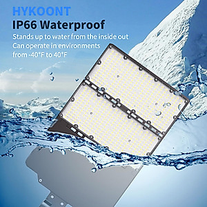 HYKOONT 300W LED Parking Lot Light,Dusk to Dawn Outdoor Lighting IP66 Waterproof Commercial Lighting 5000K LED Flood Lights Outdoor 36000lm Wide Angle Street Light with Photocell