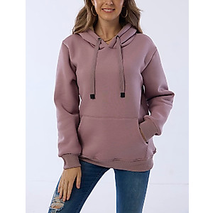 Fenclushy Womens Winter Hoodies Warm Fleece Sherpa Lined Pullover Hooded Sweatshirt(Purple,M)